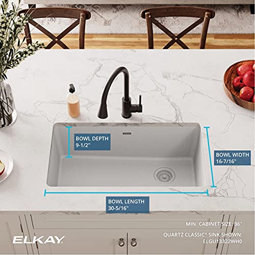 Elkay Quartz Classic ELGU13322WH0 White Single Bowl Undermount Sink