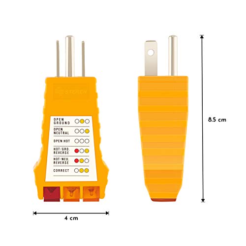 STEREN HER- 258, 110-125 Volt AC 3 Prong Receptacle Wall Outlet Circuit Tester with Indicator Lights for Households, Homeowners, Wall Plugs, Outlets, DIY, Broken Circuits, and Fuses by STEREN