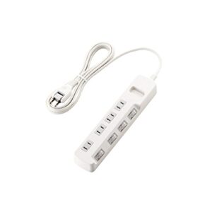 elecom lightning guard power strip with individual switch and swing plug 4 outlet 2.5m [white] t-k5a-2425wh (japan import)