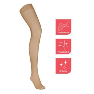 JOBST - 119379 UltraSheer Thigh High with Lace Silicone Top Band, 15-20 mmHg Compression Stockings, Closed Toe, Large, Natural