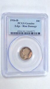 1916 d liberty head dime 98-damage pcgs