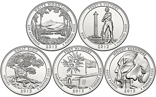 2013 D Complete Set of 5 National Park Quarters Uncirculated