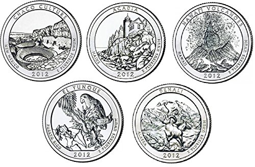 2012 P Complete Set of 5 National Park Quarters Uncirculated