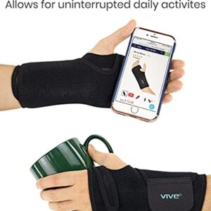 Vive Wrist Brace - Carpal Tunnel Hand Compression Support Wrap for Men, Women, Tendinitis, Bowling, Sports Injuries Pain Relief - Removable Splint - Universal Ergonomic Fit (Black, Left)