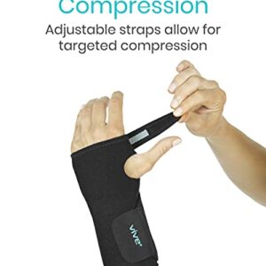 Vive Wrist Brace - Carpal Tunnel Hand Compression Support Wrap for Men, Women, Tendinitis, Bowling, Sports Injuries Pain Relief - Removable Splint - Universal Ergonomic Fit (Black, Left)