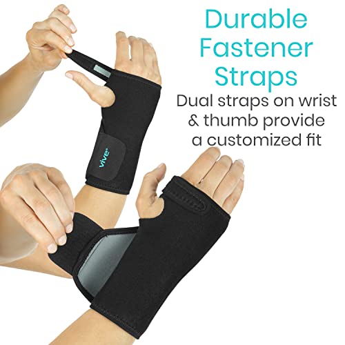 Vive Wrist Brace - Carpal Tunnel Hand Compression Support Wrap for Men, Women, Tendinitis, Bowling, Sports Injuries Pain Relief - Removable Splint - Universal Ergonomic Fit (Black, Left)