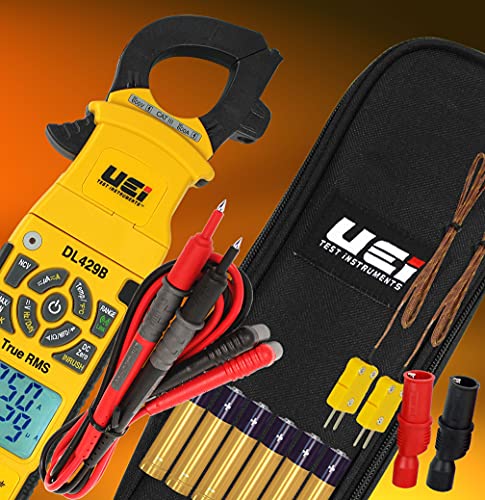 UEi Test Instruments DL429B Digital HVAC Clamp Meter True RMS Wireless Multimeter Auto-ranging 6000 Counts Voltage Tester, Measures Inrush AC/DC Current Temperature Capacitance Resistance Diodes NCV