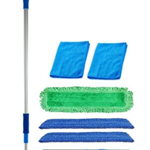 Real Clean 18 inch Professional Commercial Microfiber Mop with Three 18 inch Premium Microfiber Mop Pads and 2 Microfiber Towels