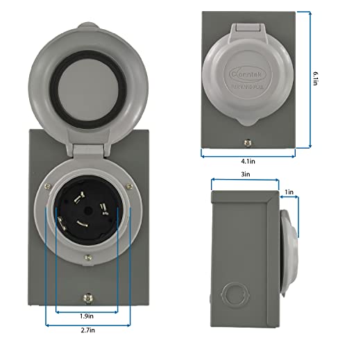 Conntek 80SS2-GYBX 50 Amps 125/250 Volts Power Inlet Box, For Generators Up to 12,500 Watts, Grey Cap