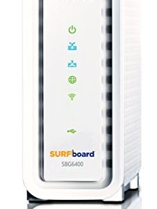 ARRIS SURFboard SBG6400 8x4 DOCSIS 3.0 Cable Modem / N300 Wi-Fi Router-Retail Packaging-White