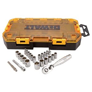 dewalt drive socket set, sae/metric, 1/4-inch drive, 25-piece (dwmt73805)