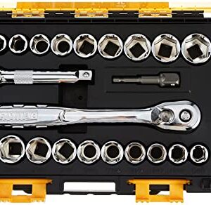 DEWALT Drive Socket Set, SAE/Metric, 1/2-Inch, 23-Piece (DWMT73813)