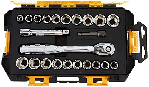 DEWALT Drive Socket Set, SAE/Metric, 1/2-Inch, 23-Piece (DWMT73813)