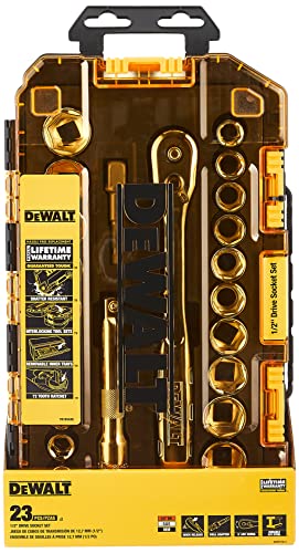 DEWALT Drive Socket Set, SAE/Metric, 1/2-Inch, 23-Piece (DWMT73813)