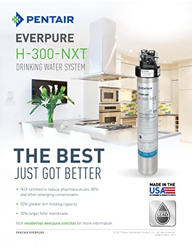 Pentair Everpure H-300-NXT Drinking Water System, EV927151, Includes Filter Head, Filter Cartridge, All Hardware and Connectors, 300 Gallon Capacity, 0.5 Micron