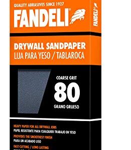 Fandeli | Multi-Purpose Sanding Paper | Grit 80 | 25 Sheets of 4-1/4 in.x 11 in | Perfect for Sanding Drywall | Hand Sanding | Orbital Sanders