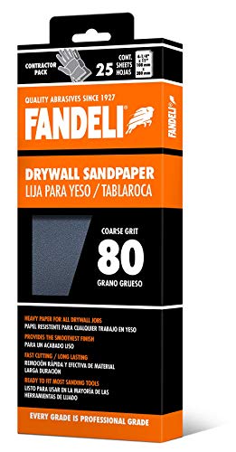 Fandeli | Multi-Purpose Sanding Paper | Grit 80 | 25 Sheets of 4-1/4 in.x 11 in | Perfect for Sanding Drywall | Hand Sanding | Orbital Sanders