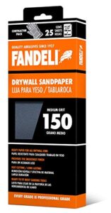 fandeli | multi-purpose sanding paper | grit 150 | 25 sheets of 4-1/4'' x 11'' | perfect for sanding drywall | hand sanding | orbital sanders