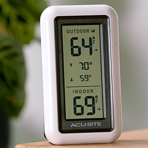 AcuRite Digital Thermometer with Indoor, Outdoor Temperature and Daily High and Lows (00424CA), White