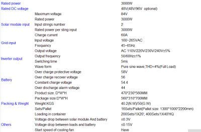 GOWE 3000W 48V 60A solar inverter with built-in charge controller MCU intelligent control excellent performance