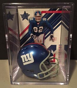 new york giants nfl helmet shadowbox w/michael strahan card