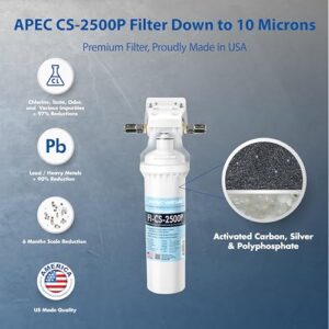 APEC Water Systems CS-2500P Ultra High Capacity Undersink Water Filtration System Plus Scale Inhibitor Premium Quality US Made Filter