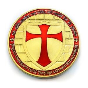 equinox mr commemorative knights templar cross masonic freemason golden tone coin + case (listing o...