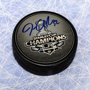 jonathan quick los angles kings signed 2012 stanley cup champs puck - autographed nhl pucks