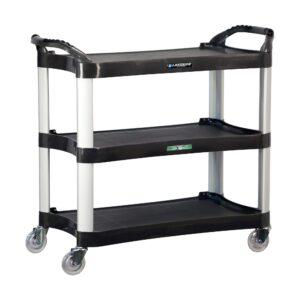 lakeside 2512 utility cart, plastic, 3 shelves, 500 lb. capacity, charcoal