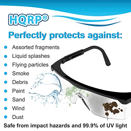 HQRP Clear Tint UV Protective Safety Glasses Goggles for Lab Chemistry courses Science class in School High School College Laboratory work etc.