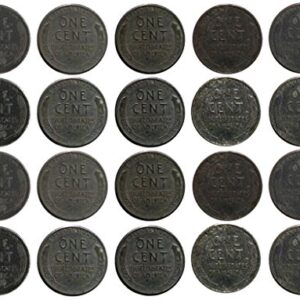 1943 Various Mint Marks Count of 20 Genuine World War II WWII Steel Pennies P, D & S Mint Marks All Grade Better Than Cent Seller Fine