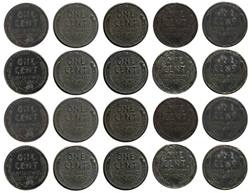 1943 Various Mint Marks Count of 20 Genuine World War II WWII Steel Pennies P, D & S Mint Marks All Grade Better Than Cent Seller Fine