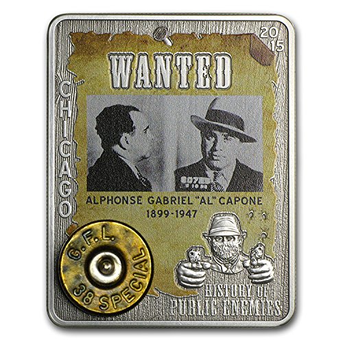 2015 Prestige History of Public Enemies Al Capone 1oz coin with real 38 Special revolver rim Silver Brilliant Uncirculated