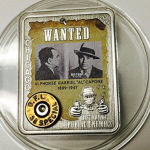 2015 Prestige History of Public Enemies Al Capone 1oz coin with real 38 Special revolver rim Silver Brilliant Uncirculated