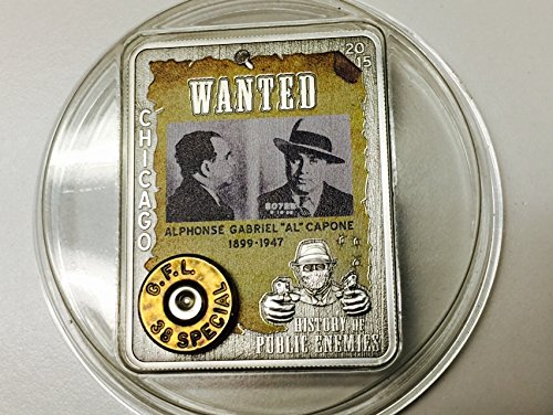 2015 Prestige History of Public Enemies Al Capone 1oz coin with real 38 Special revolver rim Silver Brilliant Uncirculated