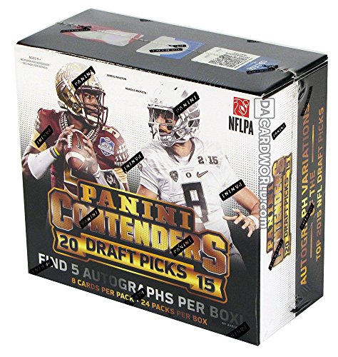 2015 Panini Contenders Draft Picks Football Hobby Box (24 packs/box, 6 cards/pack, 5 Autos per box from 2015 NFL Rookie Class. NFL stars in their college uniforms). In Stock!!