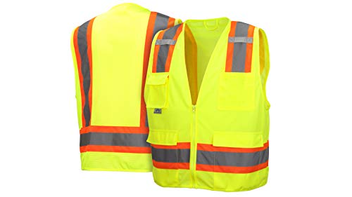 Pyramex Safety RVZ2410M RVZ24 Series Vest Hi-Vis Lime - Size Medium