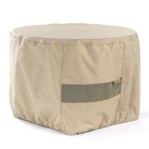 Covermates Round Firepit Cover – Water-Resistant Polyester, Mesh Ventilation, Fire Pit Covers-Khaki