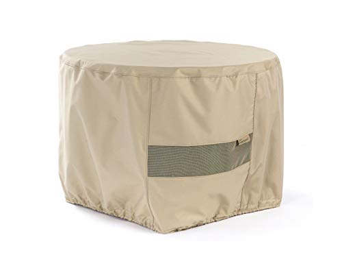 Covermates Round Firepit Cover – Water-Resistant Polyester, Mesh Ventilation, Fire Pit Covers-Khaki