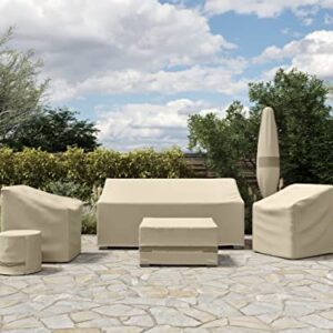 Covermates Round Firepit Cover – Water-Resistant Polyester, Mesh Ventilation, Fire Pit Covers-Khaki