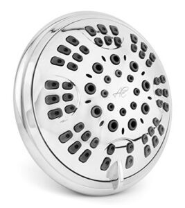 6 function adjustable luxury shower head - high pressure boosting, wall mount, bathroom showerhead for low flow showers, 2.5 gpm - chrome