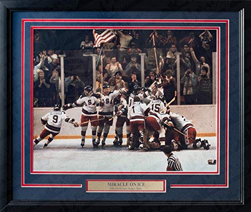 1980 Olympics Miracle on Ice (Team USA v. Soviet Union) 8" x 10" Framed and Matted Olympic Hockey Photo