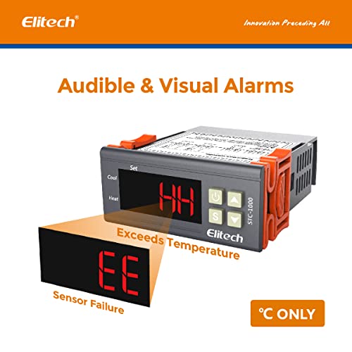 Elitech STC-1000 Temperature Controller Origin Digital 110V Centigrade Thermostat 2 Relays