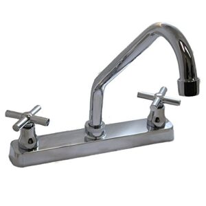 stainless steel spout plastic kitchen faucet chromed finished w/durable construction 8" center set- ada [1205 p] no lead