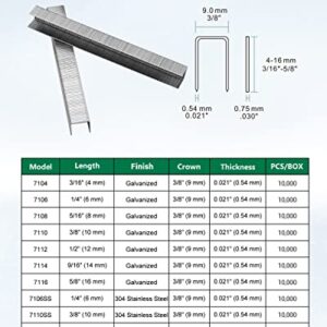 meite 22G71S12 22 Gauge 71 Series 3/8" Crown Wide 1/2" Leg Length Galvanized Staples for Upholstery Stapler 10,020 PCS/Box (1 Box)