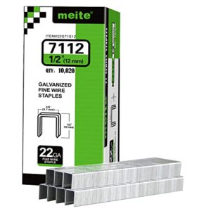 meite 22G71S12 22 Gauge 71 Series 3/8" Crown Wide 1/2" Leg Length Galvanized Staples for Upholstery Stapler 10,020 PCS/Box (1 Box)