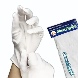 6 pairs (12 gloves) - gloves legend 100% cotton white gloves for work safety jewelry coin silver inspection for men - size xl