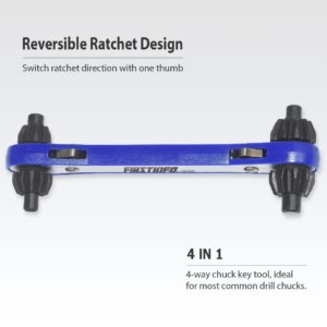 FIRSTINFO H5164 4-in-1Drill Chuck Key Ratchet Wrench- 1/4” Chuck with 6mm, 3/8” Chuck with 5.5mm, 1/2” Chuck with 5.8mm, 1/2” Chuck with 7mm -H5164