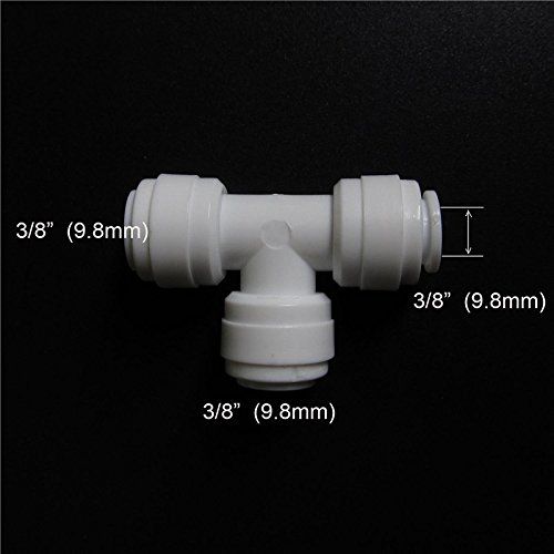 JIUWU Water Filter 3/8-Inch Tee Union Fittings Connector Quick Connectfor RO Water System Pack of 5