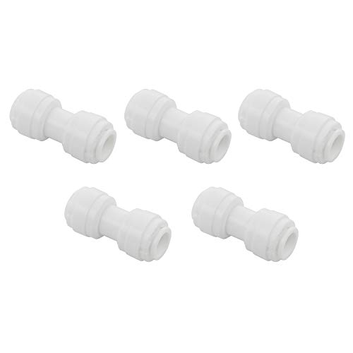 Plastic 3/8-3/8 Straight Push Water Filter Connect Quick Fitting Connector for RO Pack of 5